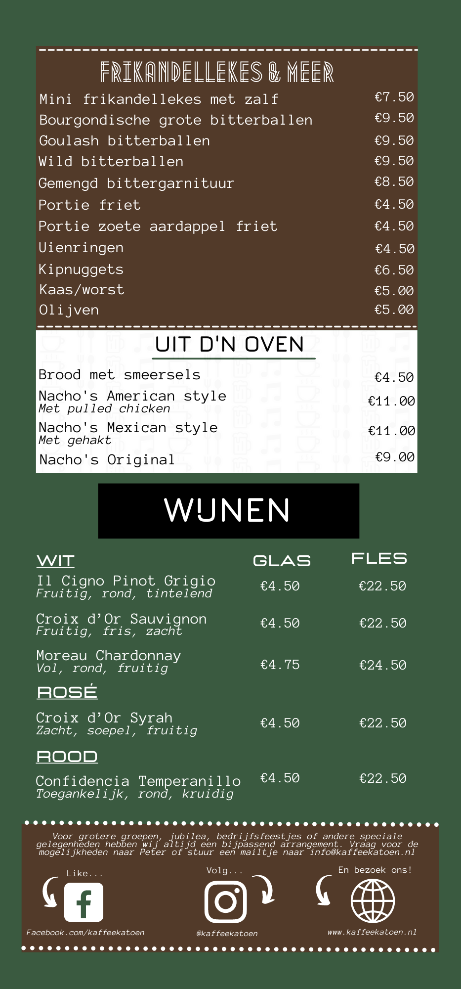 Kaffee Katoen - MENUKAART